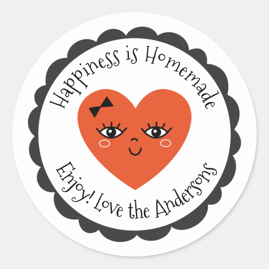 Cute Red Heart Made with Love Classic Round Sticker | Zazzle