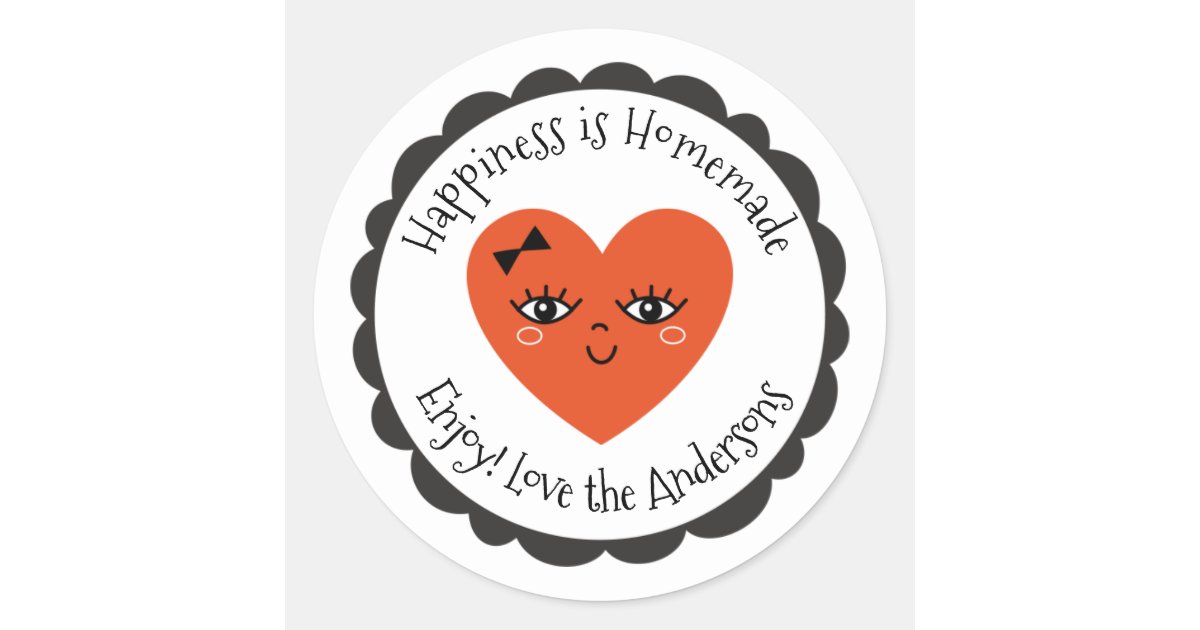 Cute Red Heart Made with Love Classic Round Sticker | Zazzle