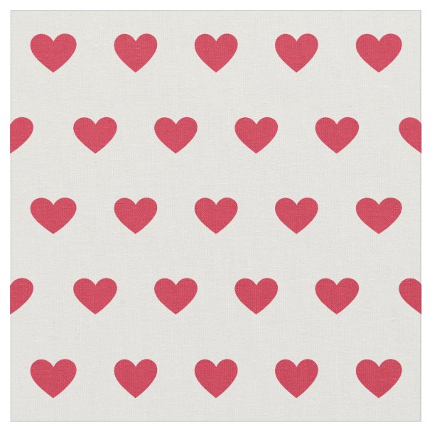Cute Heart Pattern Red White Blue Fabric | Zazzle