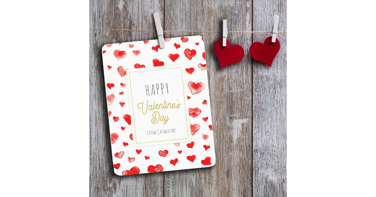 Cute Red Hearts Happy Valentine's day Note Card | Zazzle