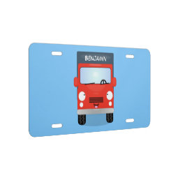 Cute red kawaii truck cartoon illustration license plate | Zazzle