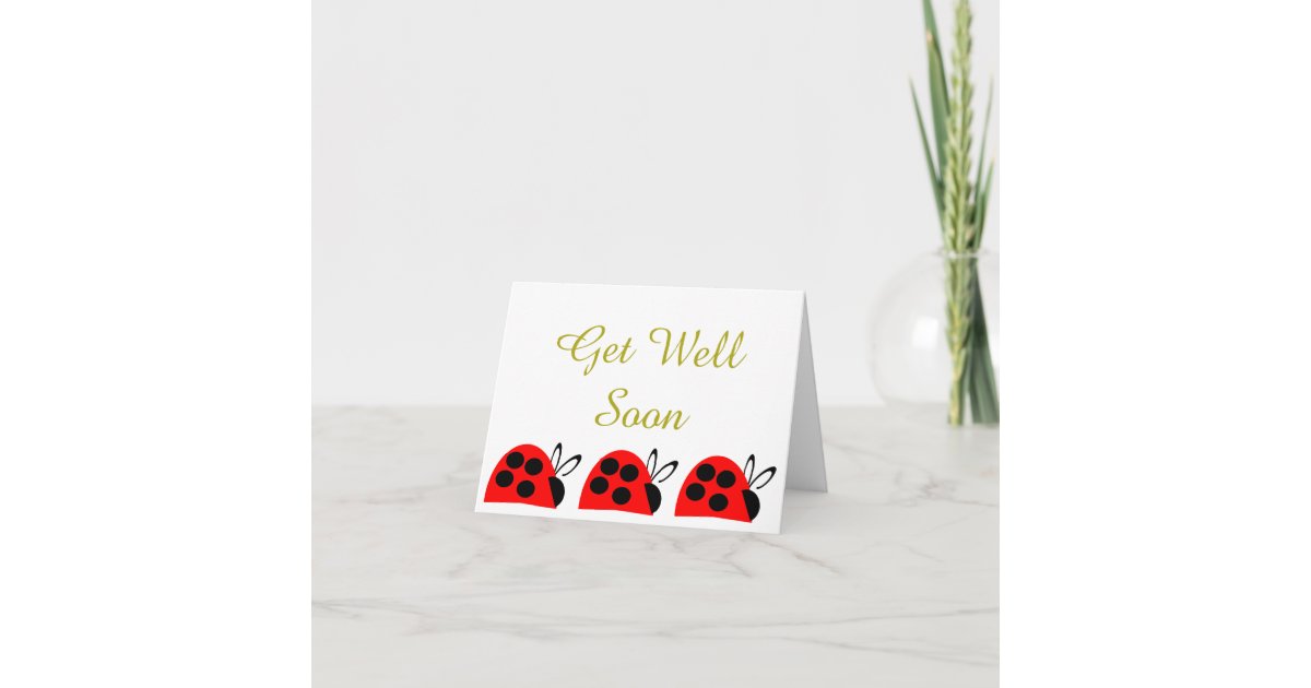 Cute Red Ladybug Get Well Soon Card | Zazzle