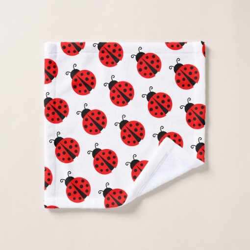 Cute red ladybug pattern bathroom towel set | Zazzle