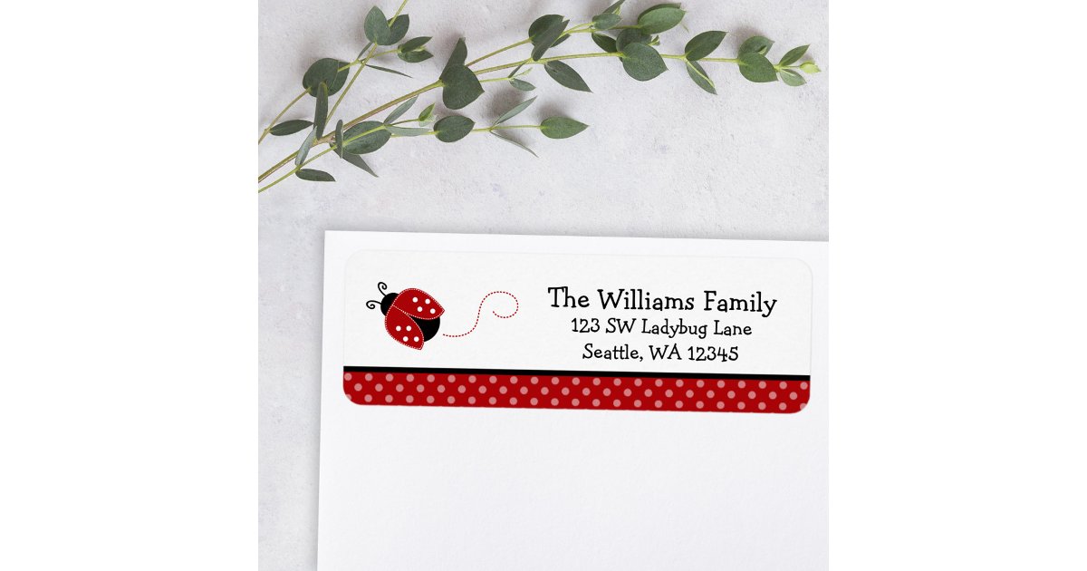 Cute Red Ladybug Polka Dot Return Address Label | Zazzle