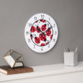 Cute Red Ladybugs Kids Wall Large Clock | Zazzle