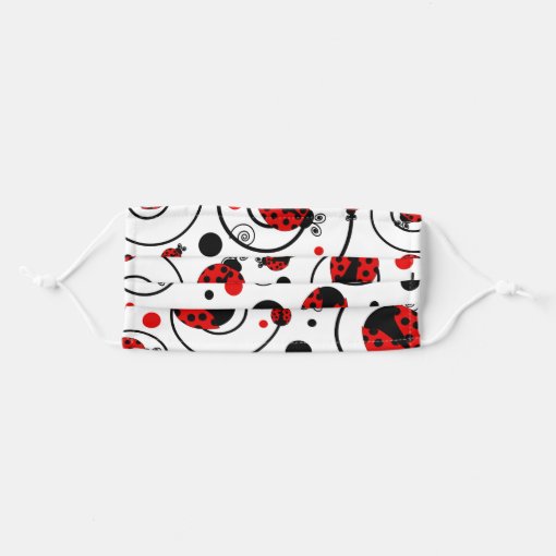 Cute Red Ladybugs Polka Dots Swirls Pattern Adult Cloth Face Mask | Zazzle