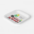 Cute Red London Bus Theme Kids Birthday Paper Plates | Zazzle