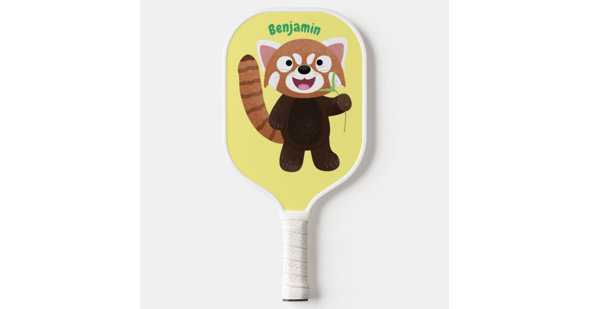 Cute red panda cartoon illustration pickleball paddle | Zazzle