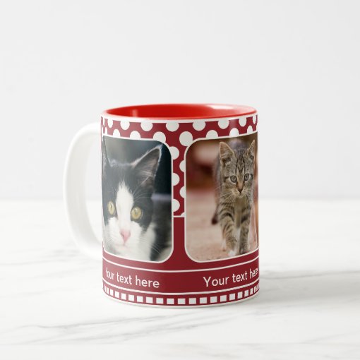 Cute Red Personalized Cat Photo Mug | Zazzle