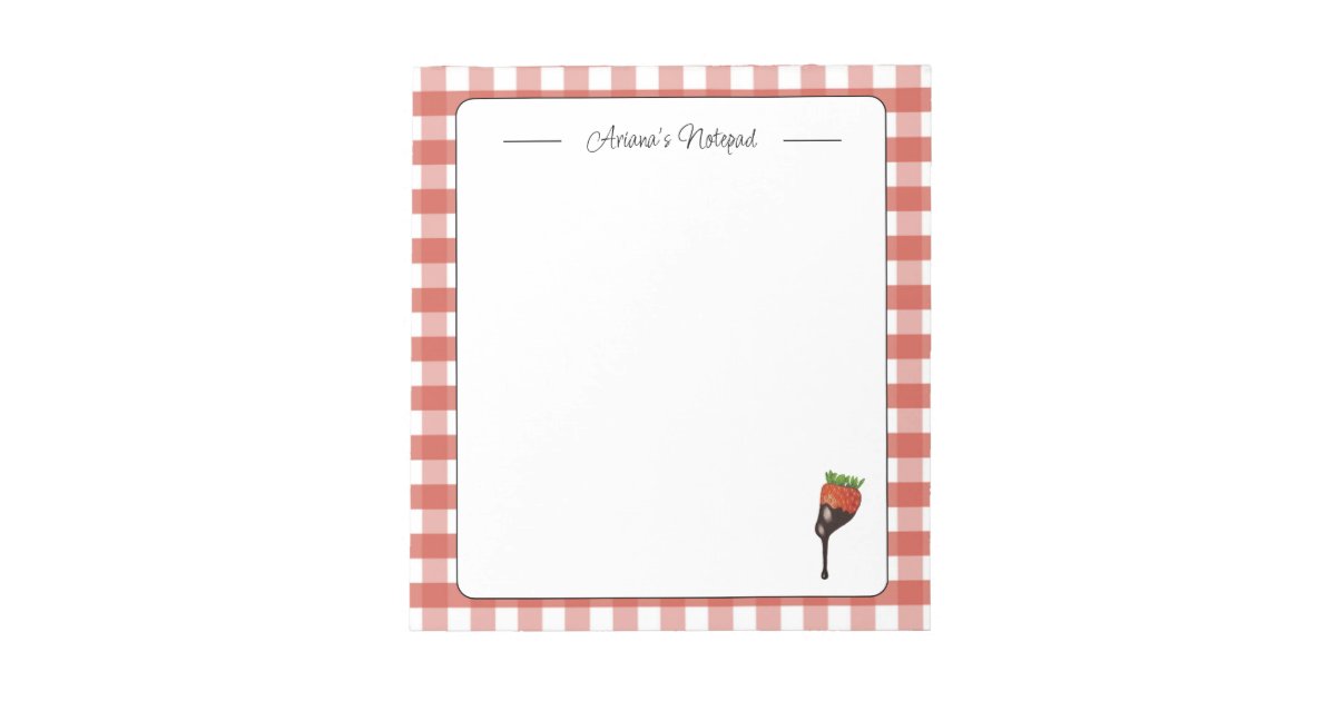 Cute Red Personalized Strawberry Notepad | Zazzle