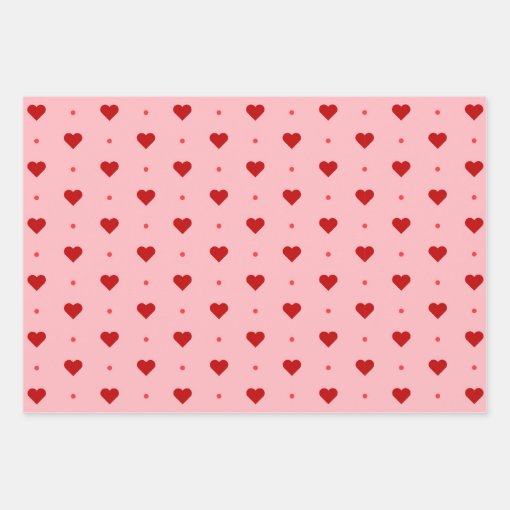 Cute Red Pink White Hearts Patterns Wrapping Paper Sheets | Zazzle