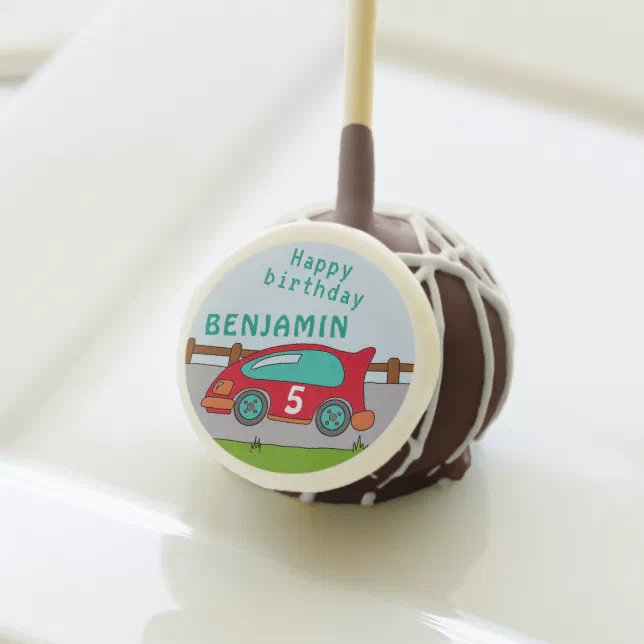 Cute Red Racing Car Kids Birthday Party Cake Pops | Zazzle