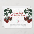 Cute Red Raspberry Berry Fruit 5th Birthday Party Invitation | Zazzle