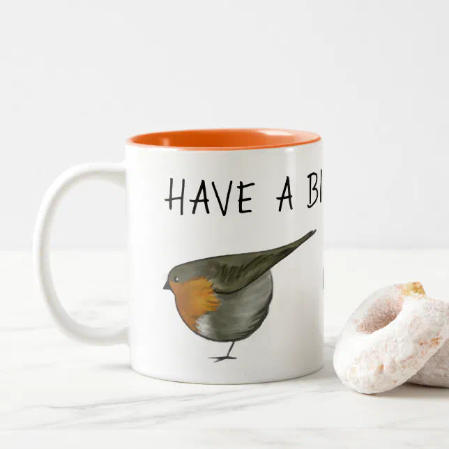Cute red robin bird coffee mug illustration | Zazzle