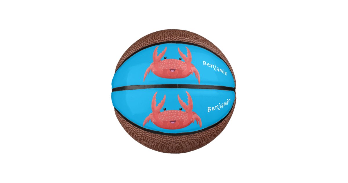 Cute red spotty crab cartoon illustration mini basketball | Zazzle