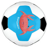 Cute red spotty crab cartoon illustration soccer ball | Zazzle
