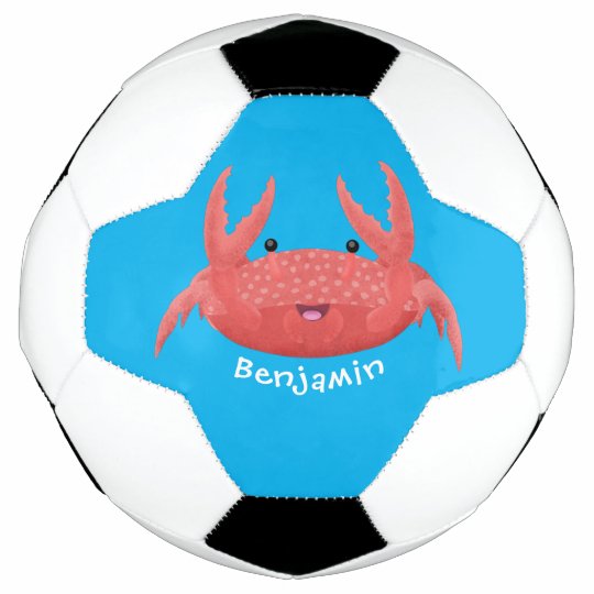Cute red spotty crab cartoon illustration soccer ball | Zazzle.com