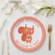 Cute red squirrel personalized cartoon birthday paper plates | Zazzle