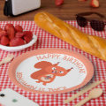 Cute red squirrel personalized cartoon birthday paper plates | Zazzle