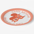 Cute red squirrel personalized cartoon birthday paper plates | Zazzle