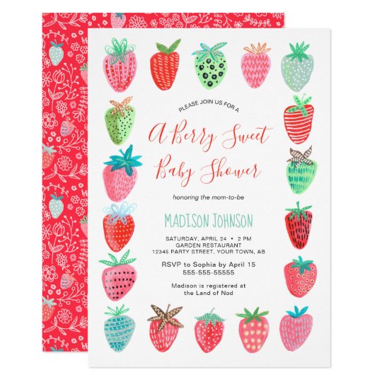 Cute | Red | Strawberry | Baby Shower | Invitation | Zazzle.com