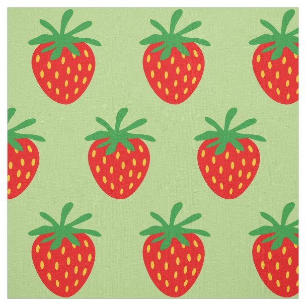 Strawberry Pattern Fabric | Zazzle