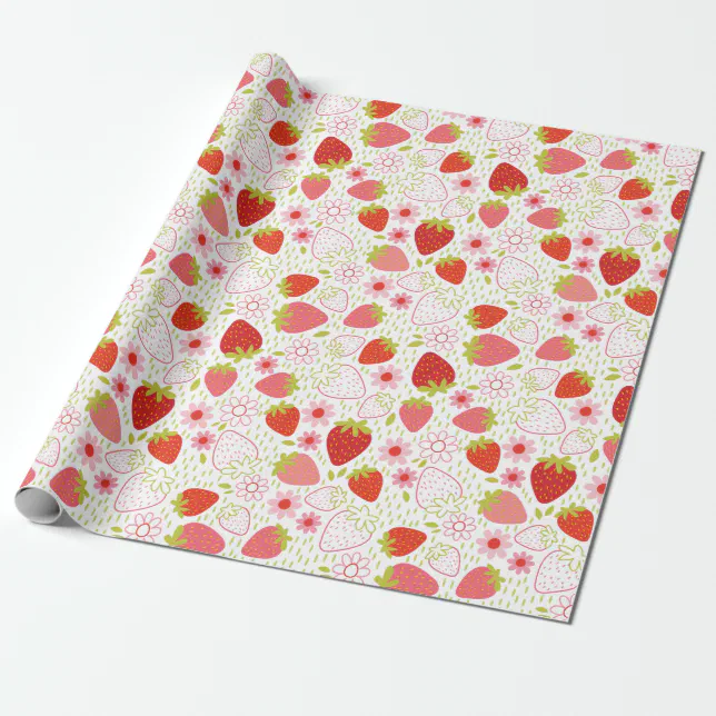 Cute Red Strawberry Wrapping Paper | Zazzle