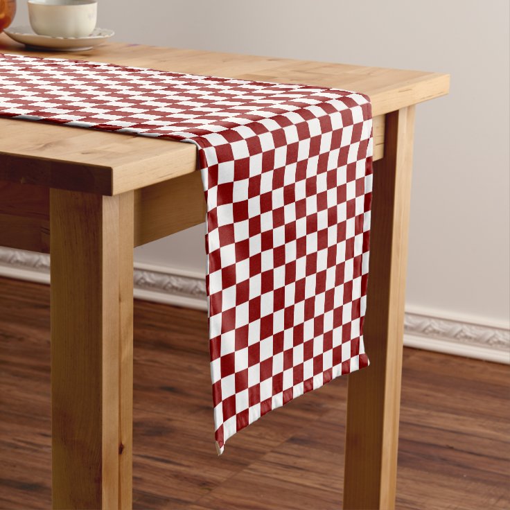 cute red white checkered short table runner | Zazzle