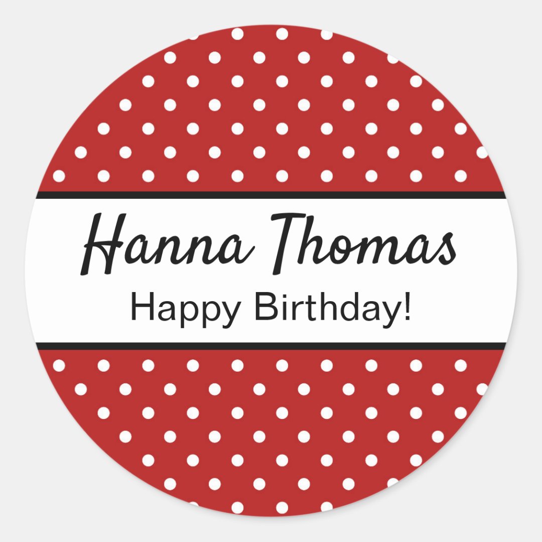 Cute Red White Polka Dot Birthday Party Classic Round Sticker | Zazzle