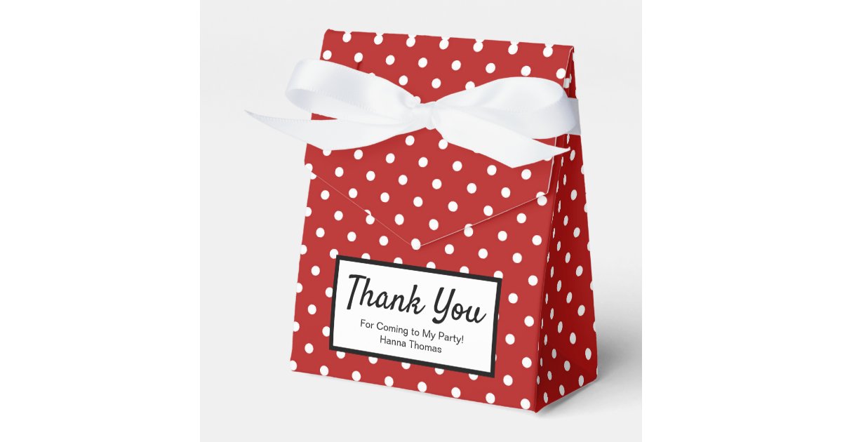 Cute Red White Polka Dot Birthday Party Favor Box | Zazzle