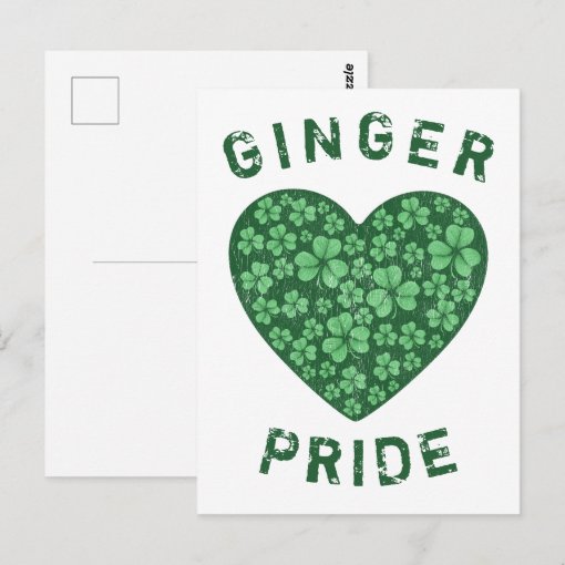 Cute Redhead Ginger Power Shamrock Green Heart Postcard | Zazzle