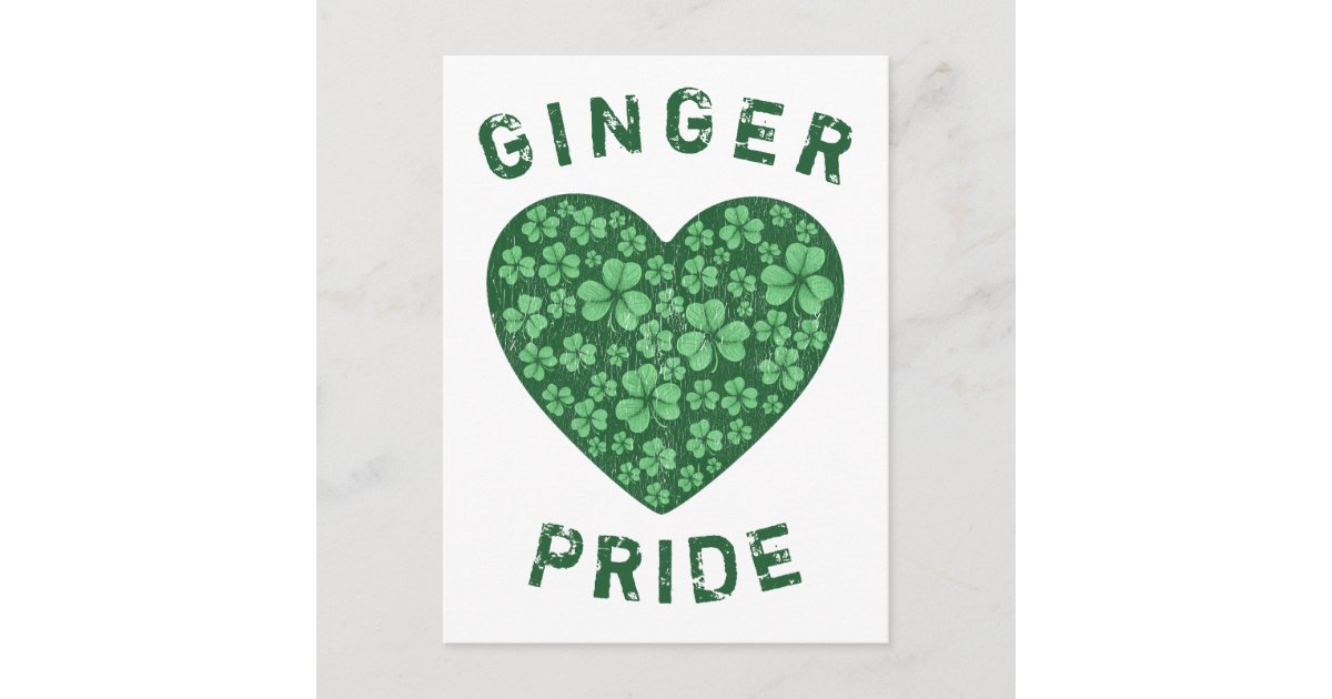 Cute Redhead Ginger Power Shamrock Green Heart Postcard | Zazzle