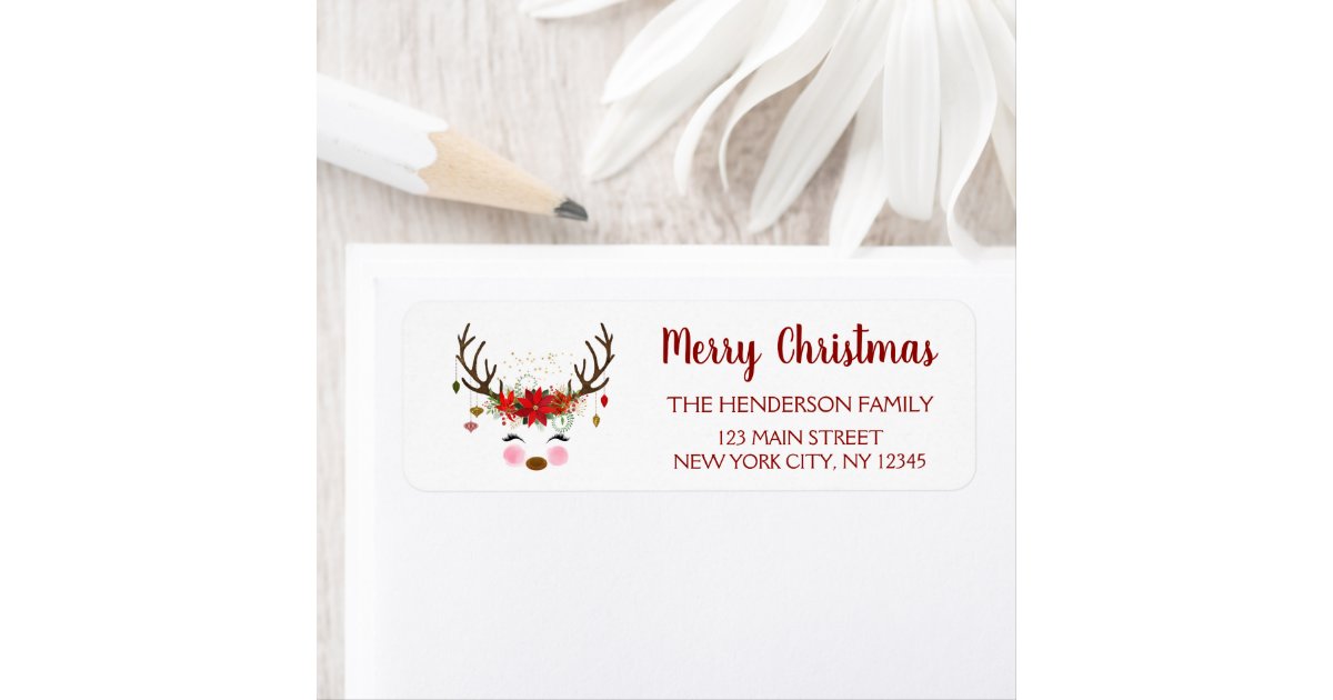 Cute Reindeer Christmas Holiday Party Label | Zazzle