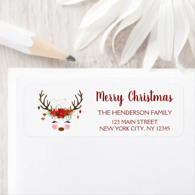 Cute Reindeer Christmas Holiday Party Label | Zazzle