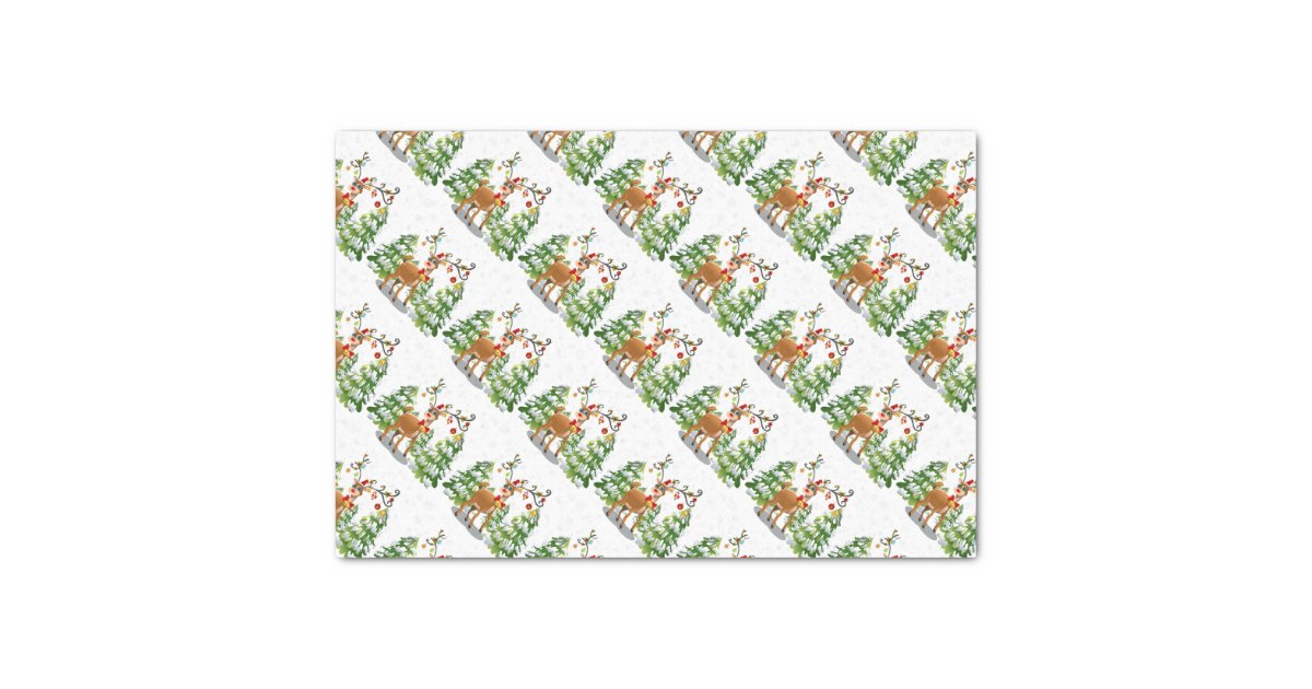 Cute Reindeer in the Snow Tissue Paper | Zazzle