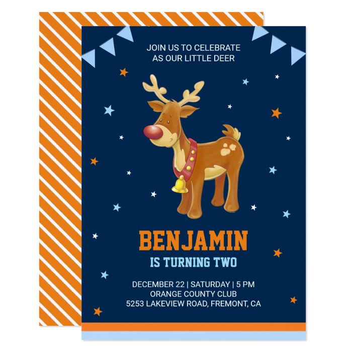 Cute Reindeer Kids Birthday Party Invitation | Zazzle.com