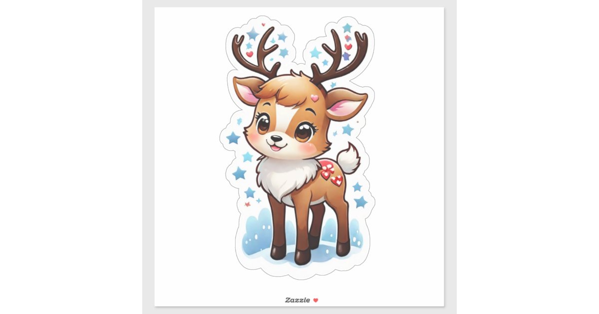 Cute Reindeer Sticker | Zazzle