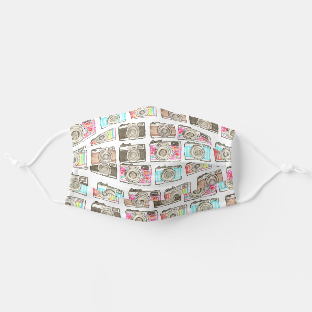 Cute retro camera cloth face mask | Zazzle