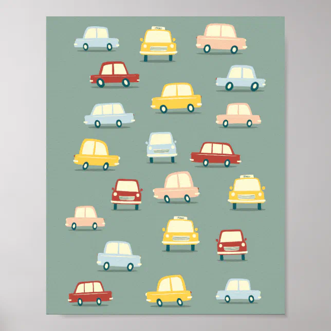 Cute Retro Car Poster | Zazzle