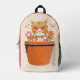 Cute Retro Cat and Flowers Terracotta Planter Printed Backpack | Zazzle