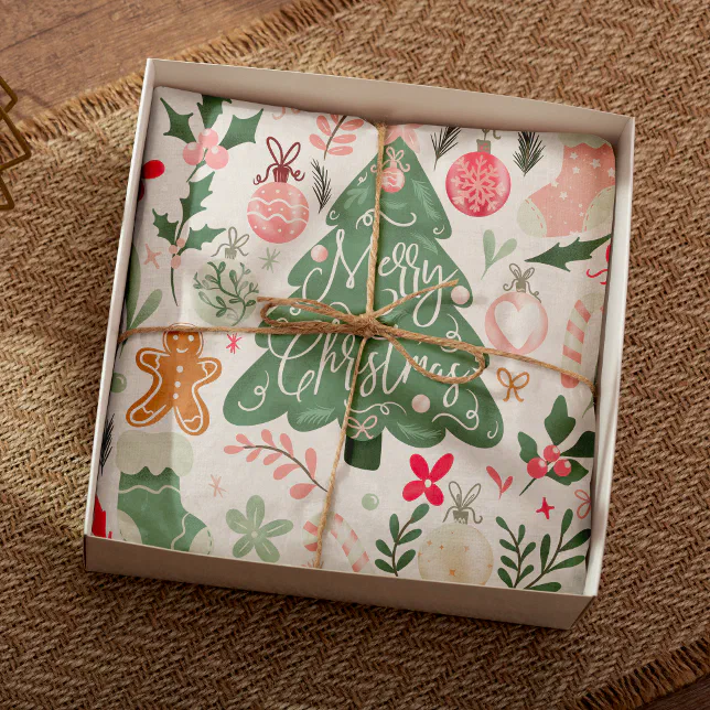 Cute retro Christmas things Illustration Pattern Tissue Paper | Zazzle