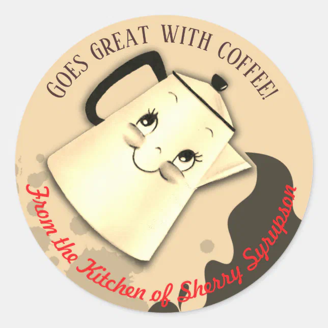 Cute retro coffee pot from the kitchen of sticker | Zazzle