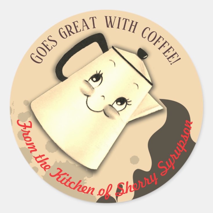 Cute retro coffee pot from the kitchen of sticker | Zazzle