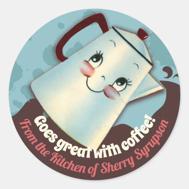 Cute retro coffee pot from the kitchen of sticker | Zazzle