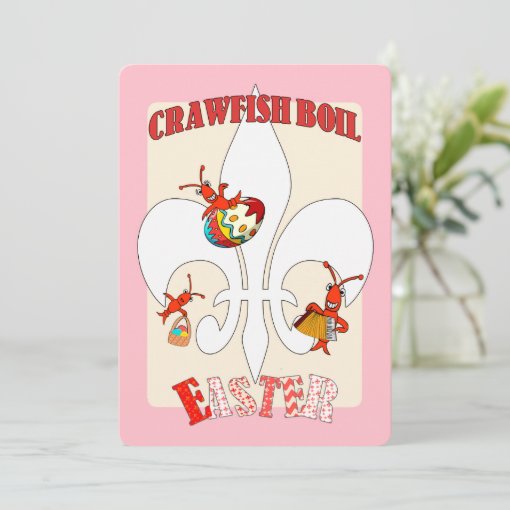 Cute Retro Feel Easter Crawfish Boil (pink) Invitation | Zazzle