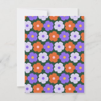 Cute Retro Flower Purple Green Personalized Name Note Card | Zazzle