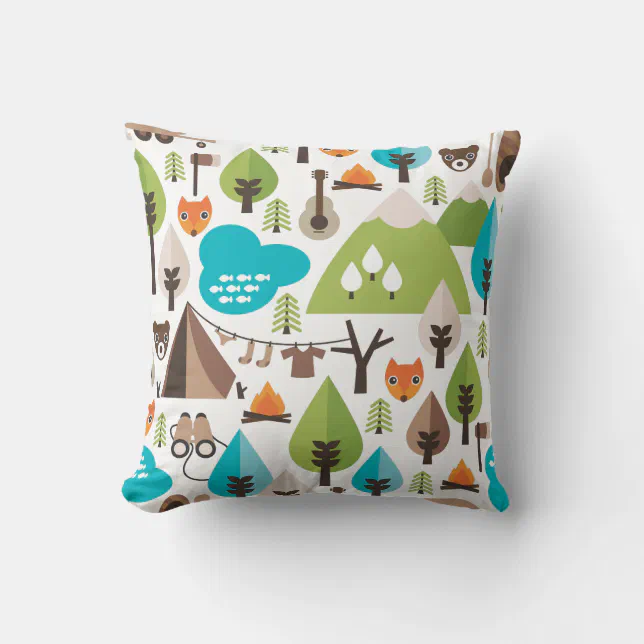 Cute retro fox wildlife pattern pillow case | Zazzle