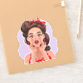 Cute Retro Girl Vinyl Stickers | Zazzle