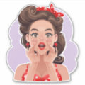 Cute Retro Girl Vinyl Stickers | Zazzle