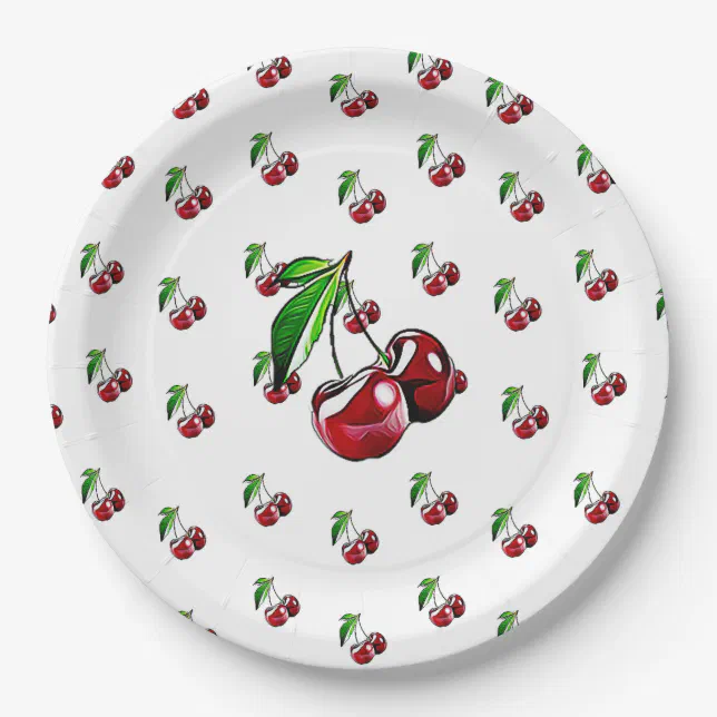 Cute Retro Like Cherry Party Paper Plates | Zazzle
